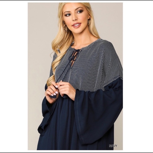Gigio | Tops | New Gigio Navy Blue Oversized Vneck | Poshmark